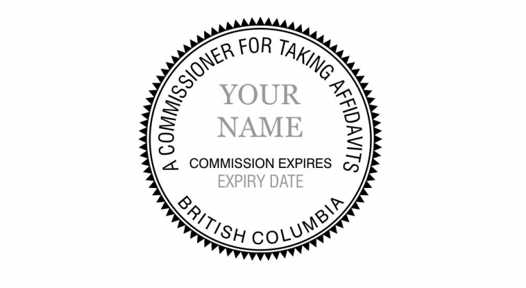 British Columbia Commissioner for Taking Affidavits Stamp (Round)