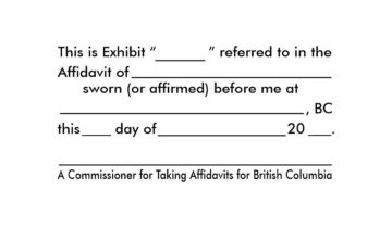 British Columbia Commissioner for Affidavits Exhibit Stamp