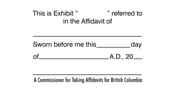 British Columbia Commissioner for Affidavits Exhibit stamp