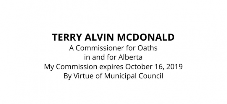 Alberta Commissioner for Oaths Rubber Stamps