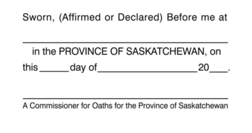 Saskatchewan Commissioner for Oaths Rubber Stamps