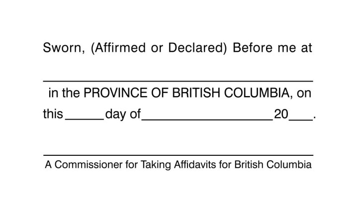 Commissioner for Affidavits Statutory Declaration Stamp (BC)