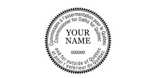 Quebec Commissioner for Oaths Rubber Stamps