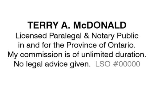 Ontario Paralegal & Notary Public Stamp