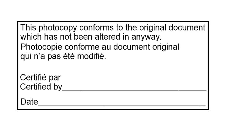 This Photocopy Conforms Stamp - Bilingual