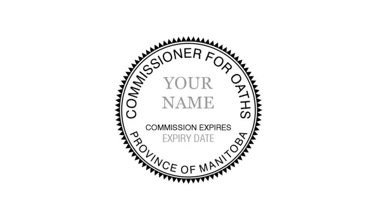 Manitoba Commissioner for Oaths Stamp