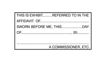 Ontario Commissioner for Affidavits Oaths Exhibit Stamp w/ Border